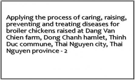 Applying the process of caring, raising, preventing and treating ...