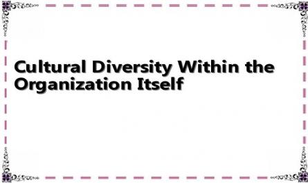 Cultural Diversity Within the Organization Itself