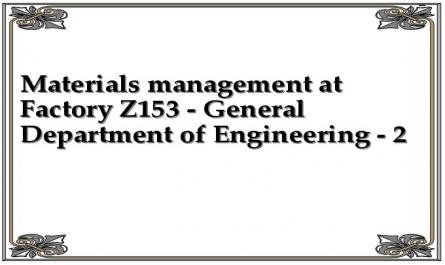 Materials management at Factory Z153 - General Department of Engineering - 2