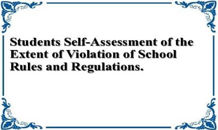 Students' Self-Assessment of the Extent of Violation of School Rules ...