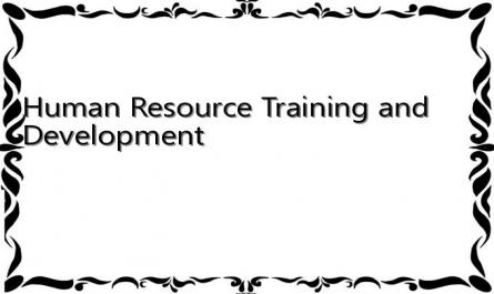Human Resource Training and Development