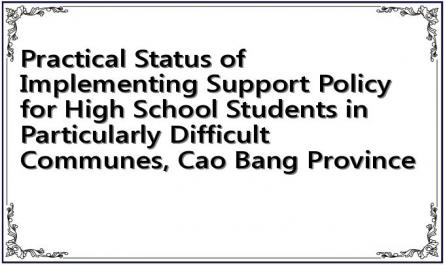Practical Status of Implementing Support Policy for High School ...