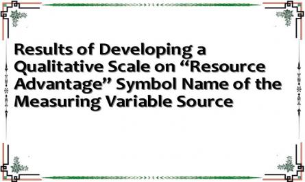 Results of Developing a Qualitative Scale on “Resource Advantage ...