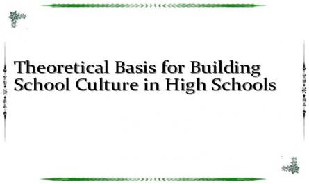 Theoretical Basis for Building School Culture in High Schools
