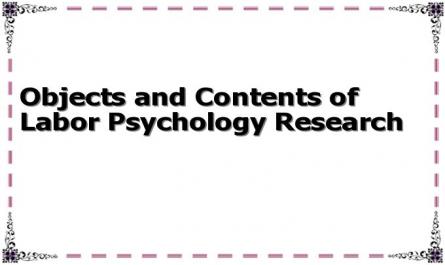 Objects and Contents of Labor Psychology Research
