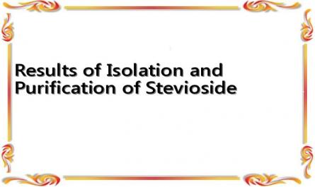 Results of Isolation and Purification of Stevioside