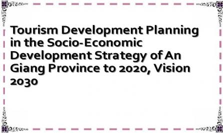 Tourism Development Planning in the Socio-Economic Development Strategy ...