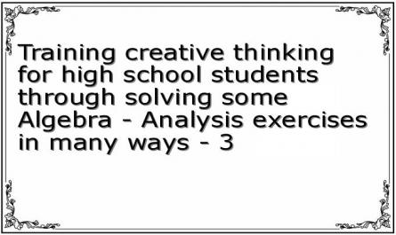 Training creative thinking for high school students through solving ...