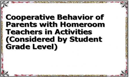 Cooperative Behavior of Parents with Homeroom Teachers in Activities ...