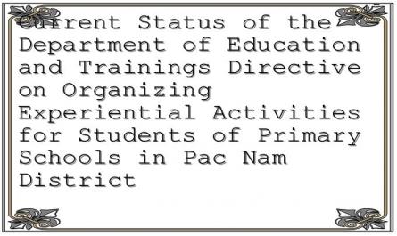 Current Status of the Department of Education and Training's Directive ...