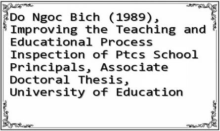 Do Ngoc Bich (1989), Improving the Teaching and Educational Process Inspection of Ptcs School ...