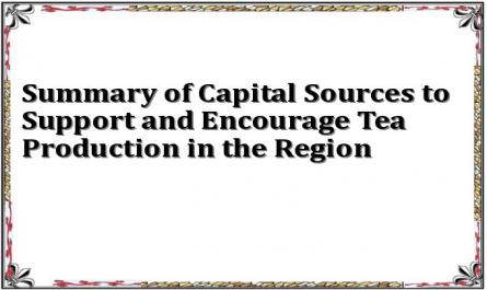 Summary of Capital Sources to Support and Encourage Tea Production in ...