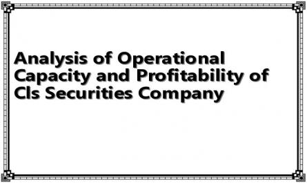 Analysis of Operational Capacity and Profitability of Cls Securities ...