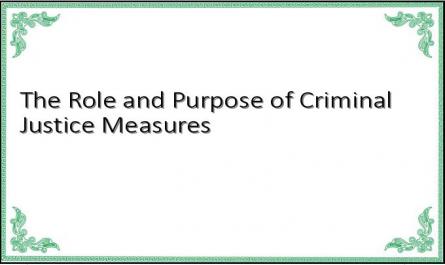 The Role and Purpose of Criminal Justice Measures