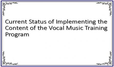 Current Status of Implementing the Content of the Vocal Music Training ...