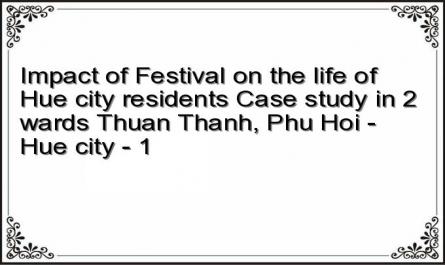 Impact of Festival on the life of Hue city residents Case study in 2 ...