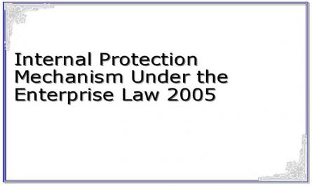 Internal Protection Mechanism Under the Enterprise Law 2005