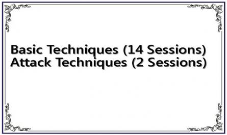 Basic Techniques (14 Sessions) Attack Techniques (2 Sessions)