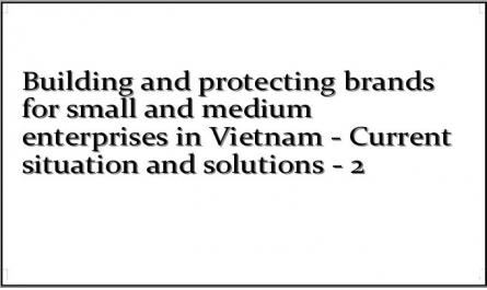 Building and protecting brands for small and medium enterprises in ...