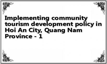 Community Tourism Development Reference doccument
