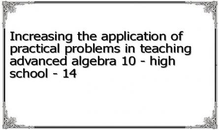 Increasing the application of practical problems in teaching advanced ...