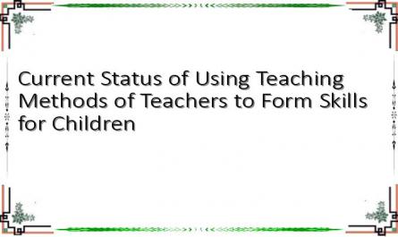 Current Status of Using Teaching Methods of Teachers to Form Skills for ...