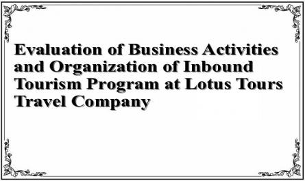 Evaluation of Business Activities and Organization of Inbound Tourism ...