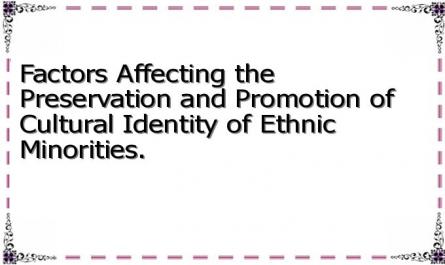 Factors Affecting the Preservation and Promotion of Cultural Identity ...