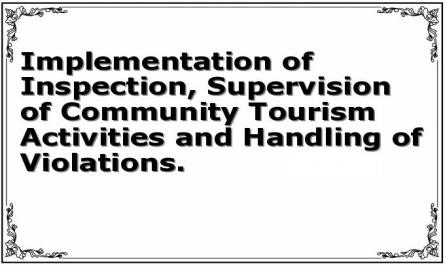Implementation of Inspection, Supervision of Community Tourism ...
