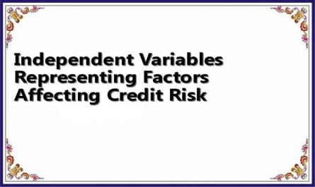 Independent Variables Representing Factors Affecting Credit Risk