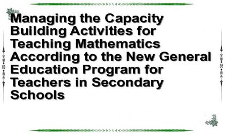 Managing the Capacity Building Activities for Teaching Mathematics ...