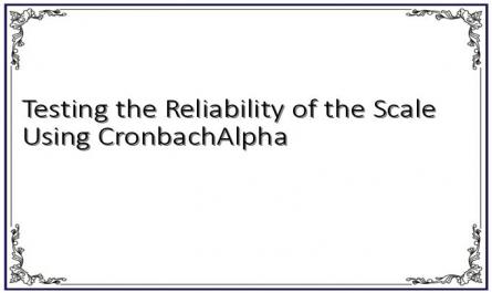 Testing the Reliability of the Scale Using Cronbach'Alpha