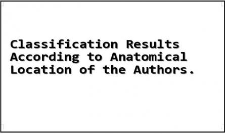 Classification Results According to Anatomical Location of the Authors.