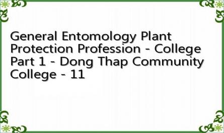 General Entomology Plant Protection Profession - College Part 1 - Dong ...