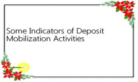 Some Indicators of Deposit Mobilization Activities