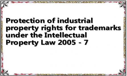 Protection of industrial property rights for trademarks under the ...