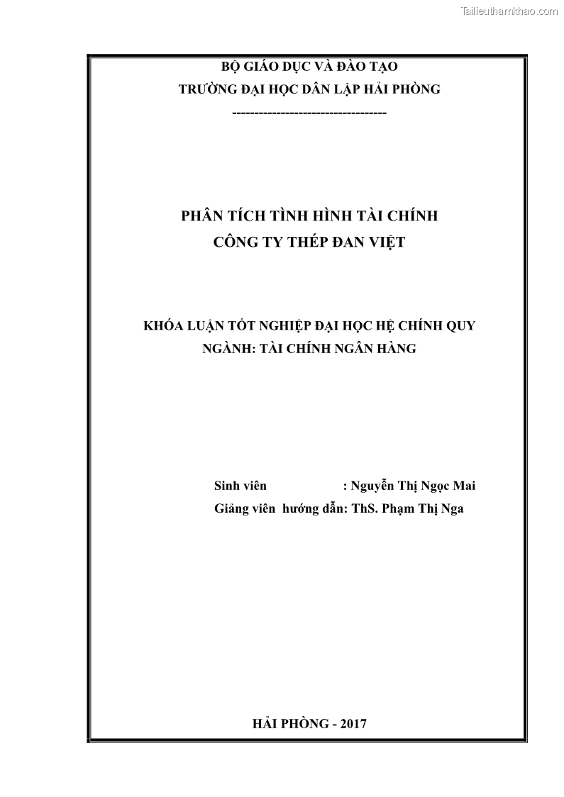 Khóa Luận Tốt Nghiệp Tài Chính Ngân Hàng Phân Tích Tình Hình Tài Chính Tại Công Ty Thép Đan Việt 1